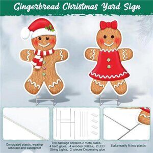 Holiday | Christmas Gingerbread Boy And Girl Yard Sign Decor Large ...